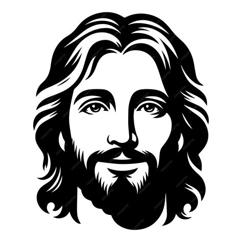 Premium Vector Jesus Loving Expression Face Vector Illustration In Black And White