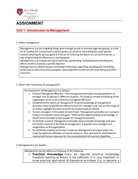 girish kumar gupta bba sem 1 assignment module 1 intro to management assignment unit 1