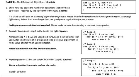 Solved PART E The Efficiency Of Algorithms 15 Points 1 Chegg