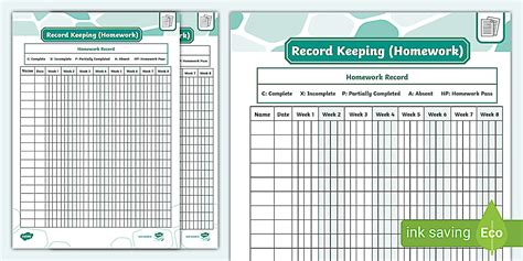 Teacher Planner Record Keeping Homework