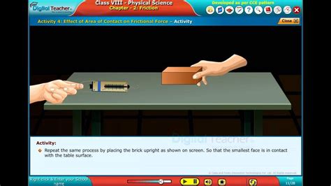 Effect Of Area Of Contact On Frictional Force Class 8 Physics Youtube
