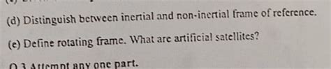 D Distinguish Between Inertial And Non Inertial Frame Of Reference E
