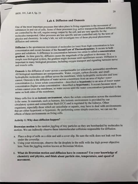 Solved Activity 2 Estimate The Solute Concentration Of