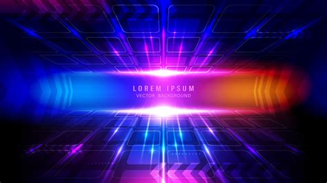 역동적인 추상 배경은 생생한 색상 스펙트럼을 특징으로 합니다 구성에는 빛나는 빛 줄무늬 오버레이 반투명 화살표 패턴이 포함됩니다 0명에 대한 스톡 벡터 아트 및 기타 이미지