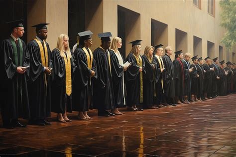 Africans And Caucasian Standing On Corridor Of University Premium Ai