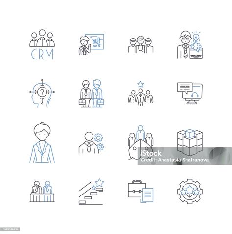 고객 관리 라인 아이콘 컬렉션입니다 만족 서비스 피드백 지원 충성도 존중 주의력 벡터 및 선형 그림 반응성 의사 소통 공감 개요 표지판 세트 감탄에 대한 스톡 벡터 아트 및