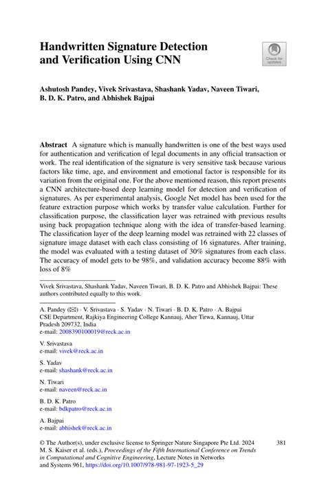 Pdf Handwritten Signature Detection And Verification Using Cnn