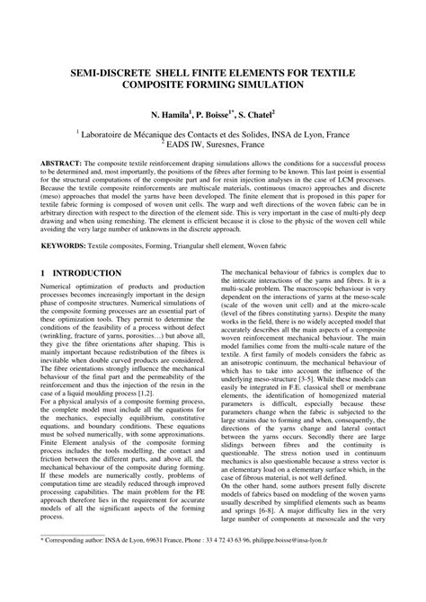 Pdf Semi Discrete Shell Finite Elements For Textile Composite Forming Simulation