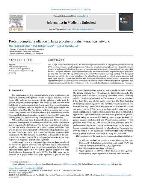 Pdf Protein Complex Prediction In Large Protein Protein Interaction
