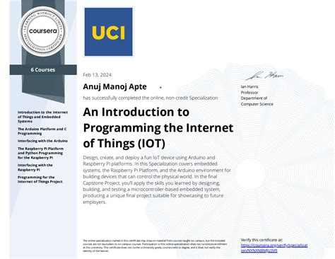 Earned Iot Certification From Uc Irvine Anuj Apte Posted On The Topic Linkedin