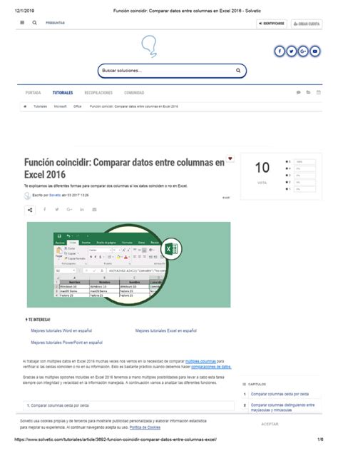 Función Coincidir Comparar Datos Entre Columnas En Excel 2016 Pdf Microsoft Excel Cookie
