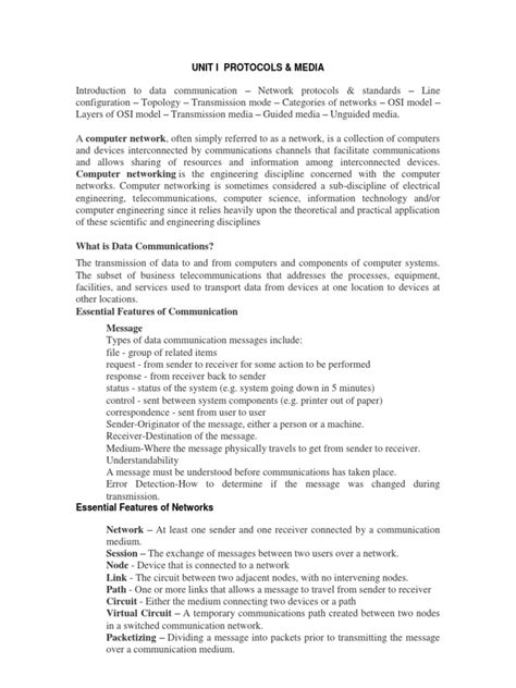 Unit 1a Pdf Network Topology Osi Model