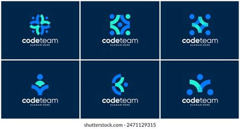 Set Team Work Code Logo Design Stock Vector Royalty Free 2471129315