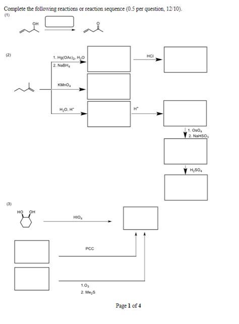 Solved Complete The Following Reactions Or Reaction Sequence Chegg Com