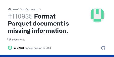 format parquet document is missing information · issue 110935