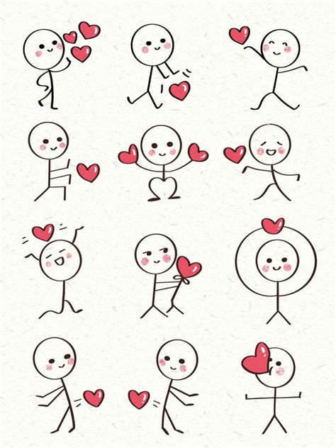 简笔画可爱小人发送爱心 发爱心的小人怎么画 画趣文库（我爱生活）