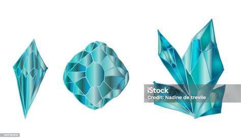 녹색과 청록색 에메랄드 결정세트 흰색 배경에 격리된 광물 컬렉션의 벡터 그림입니다 대체 의학 보석으로 치료 0명에 대한 스톡 벡터 아트 및 기타 이미지 Istock