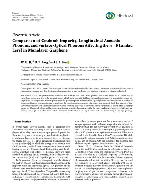 Pdf Comparison Of Coulomb Impurity Longitudinal Acoustic Phonons