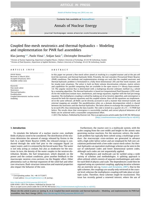 Pdf Coupled Fine Mesh Neutronics And Thermal Hydraulics Modeling And Implementation For Pwr