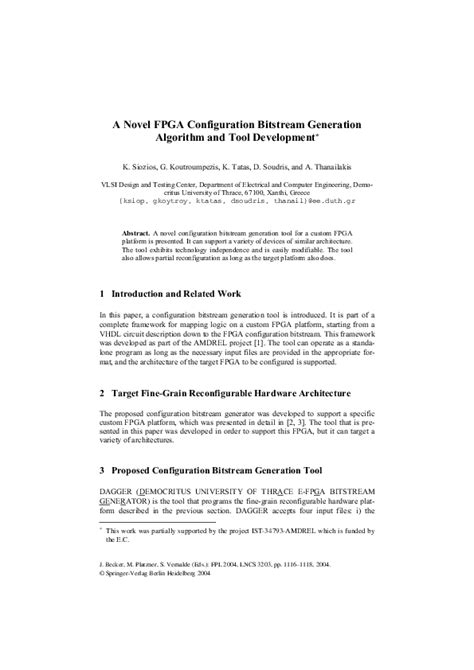 Pdf A Novel Fpga Configuration Bitstream Generation Algorithm And