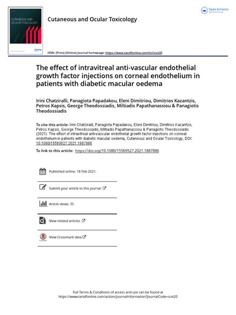 The Effect Of Intravitreal Anti Vascular Endothelial Growth Factor