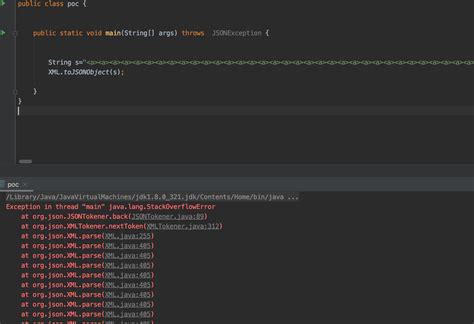 XML ToJSONObject May Lead To StackOverflowError Which May Lead To Dos When Parses Untrusted Xml