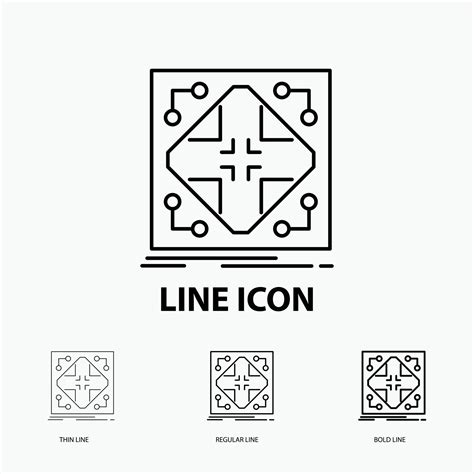 Data Infrastructure Network Matrix Grid Icon In Thin Regular And Bold Line Style Vector