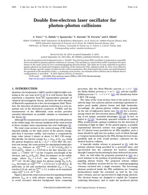Pdf Double Free Electron Laser Oscillator For Photon Photon Collisions