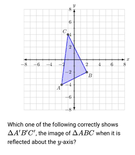 Solved Y Which One Of The Following Correctly Shows Abc The Image Of Abc When It Is Ref [math]