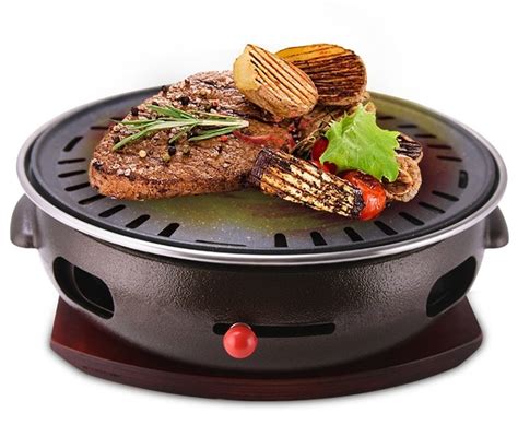 주철 숯불 바베큐 그릴 가족 상업 바베큐 그릴 뷔페 라운드 테이블 바베큐 요리 차 난방 난로 프라이팬 Aubur Aliexpress