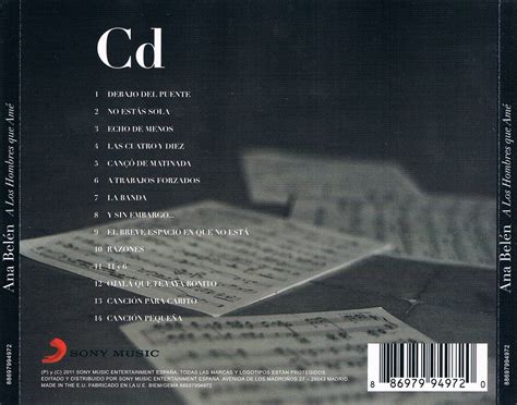 Car Tula Trasera De Ana Belen A Los Hombres Que Ame Portada