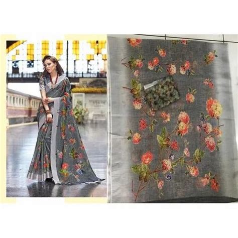 Party Wear Fancy Cotton Printed Saree 63 M With Blouse Piece