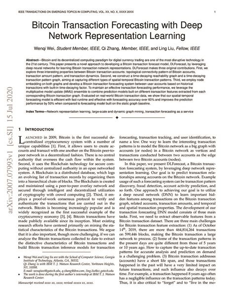 Bitcoin Transaction Forecasting With Deep Network Representation