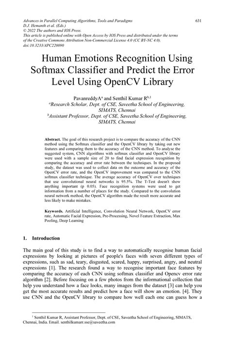 Pdf Human Emotions Recognition Using Softmax Classifier And Predict