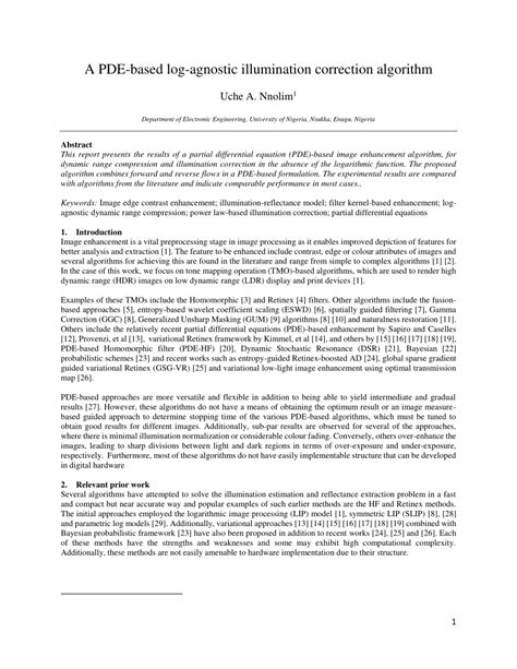 Pdf A Pde Based Log Agnostic Illumination Correction Algorithm