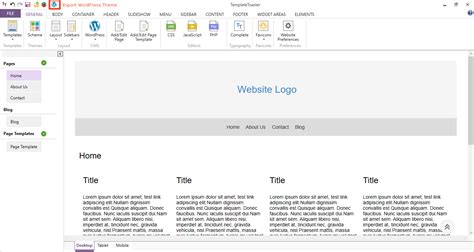 Preview And Export Themetemplate Templatetoaster Web Design Software