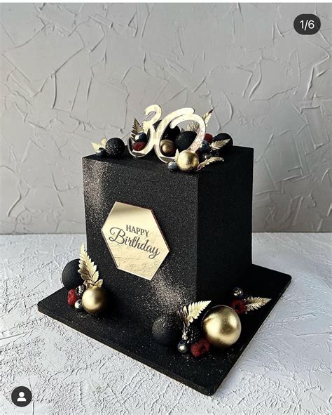 Elegant Black And Gold Birthday Cake For Him