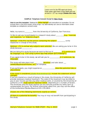 Summary Of IRB Consent Template Changes May Irb Ucsf Doc Template PdfFiller