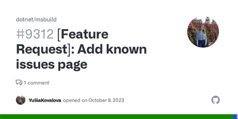 Feature Request Add Known Issues Page · Issue 9312 · Dotnetmsbuild