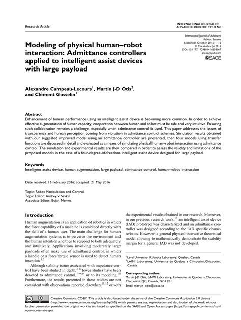 Pdf Modeling Of Physical Humanrobot Interaction Admittance