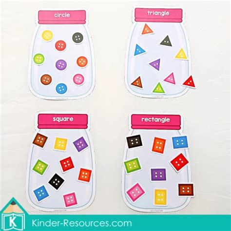 Buttons And Jars Shape Match Shape Recognition And Sorting Fun