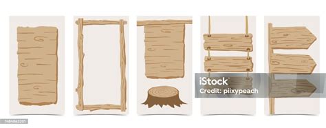 사파리 배경 세트의 나무 프레임 컬렉션입니다 생일 초대장 엽서 및 스티커에 대 한 편집 가능한 벡터 그림 사파리 여행에 대한 스톡 벡터 아트 및 기타 이미지 Istock