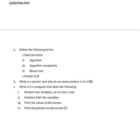 Question Five A Define The Following Studyx