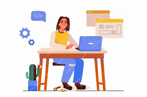 Premium Vector Web Development Concept With People Scene In The Flat Cartoon Style The Web