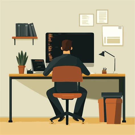 Creative Coding A Flat Illustration Of A Programmer At Work Vector Illustration Premium AI