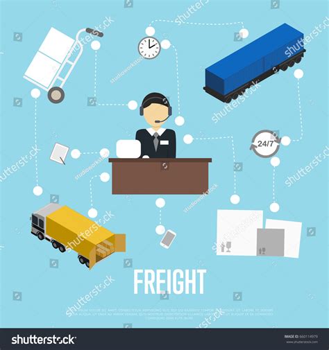 Logistics Freight Shipment Flowchart Isometric Vector เวกเตอรสตอก ปลอดคาลขสทธ