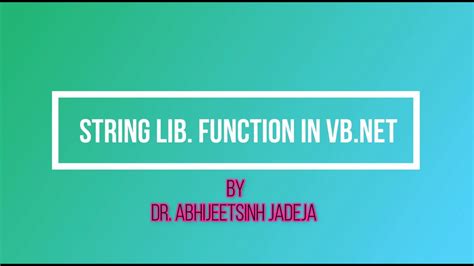 String Function In Vbnet Bca 403 Youtube