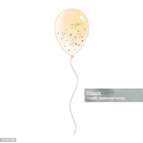 색종이 조각과 끈이 있는 투명한 풍선입니다 생일이나 축하를 위한 파티 장식 쾌활한 축제 디자인 요소 벡터 일러스트 레이 션 가벼운에 대한 스톡 벡터 아트 및 기타 이미지