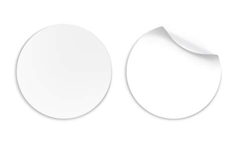 벡터 현실적인 끈적 끈적한 둥근 스티커 말린 가장자리와 투명 배경에 고립 된 그림자 디자인을위한 접착 스티커의 모형 레이블 가격표 템플릿 0명에 대한 스톡 벡터 아트 및
