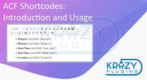 Acf Shortcodes Introduction And Usage Krazyplugins